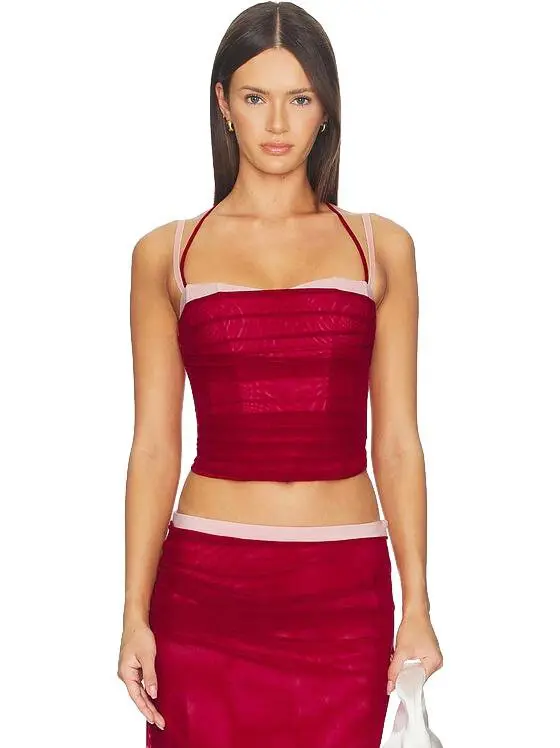 TIGER MIST Caline Ruched Corset Top - Red