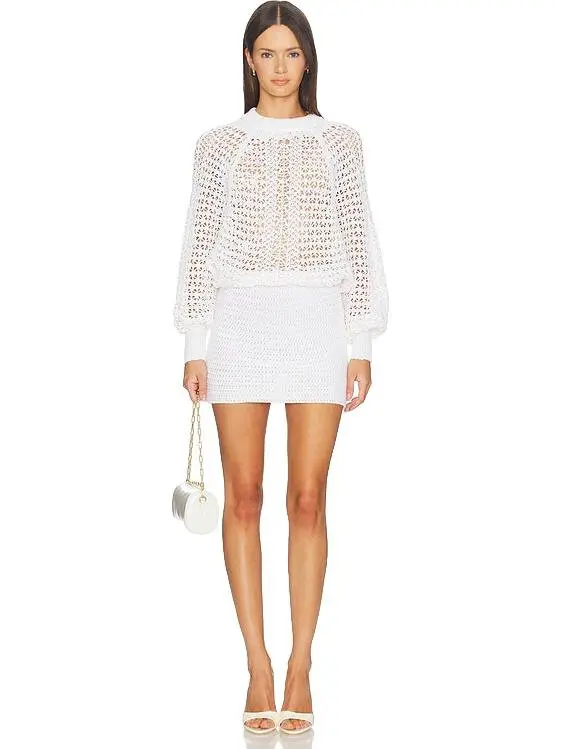 Balmain Batwing Dentelle Crochet Knit Dress - Ivory