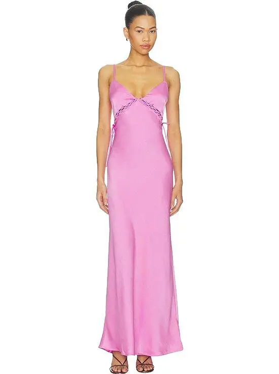 Minkpink Chiara Lacing Detail Maxi Dress In . Also - Fuchsia