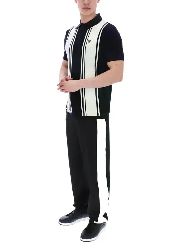 FILA Buddy Bowling Vertical-stripe Polo Shirt - Black