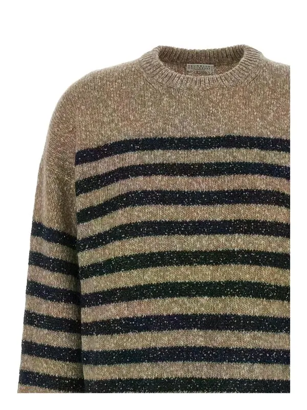 Brunello Cucinelli Sequin-embellished Striped Sweater - Neutrals