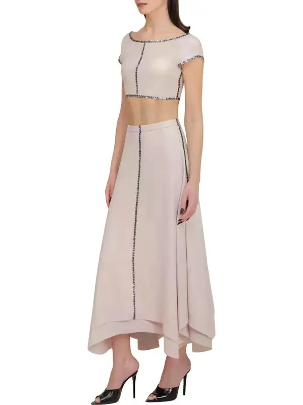 CONTESSA MILLS Coraline Button-embellished Cropped Top - Pink