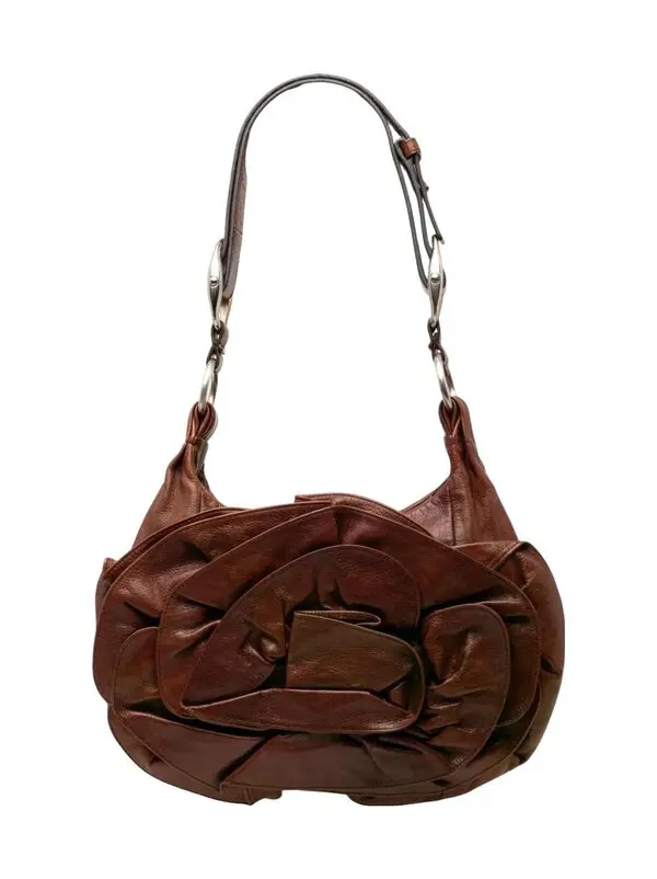 Saint Laurent Nadja Rose Petal Shoulder Bag - Brown
