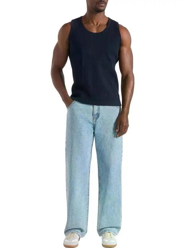 Manière De Voir Vs001 Ribbed Curved-hem Vest - Blue