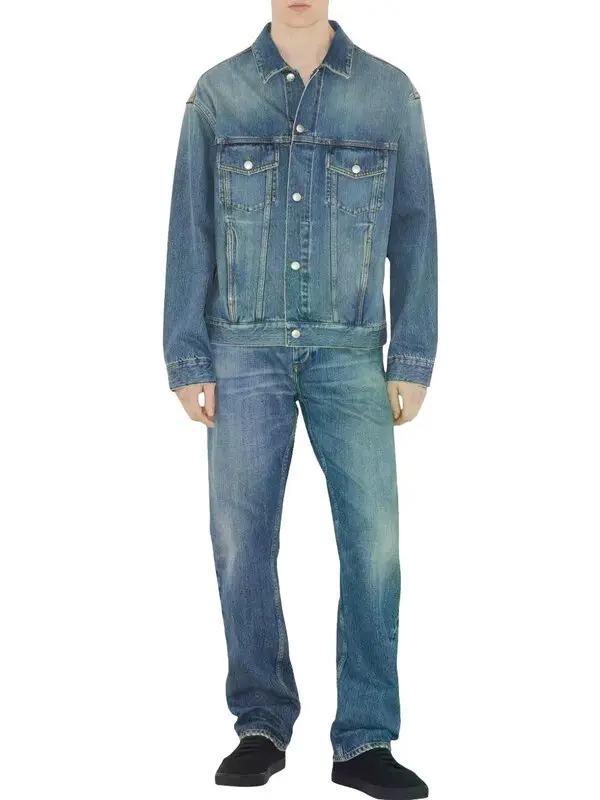 Burberry Straight-leg Washed Denim Trousers - Blue