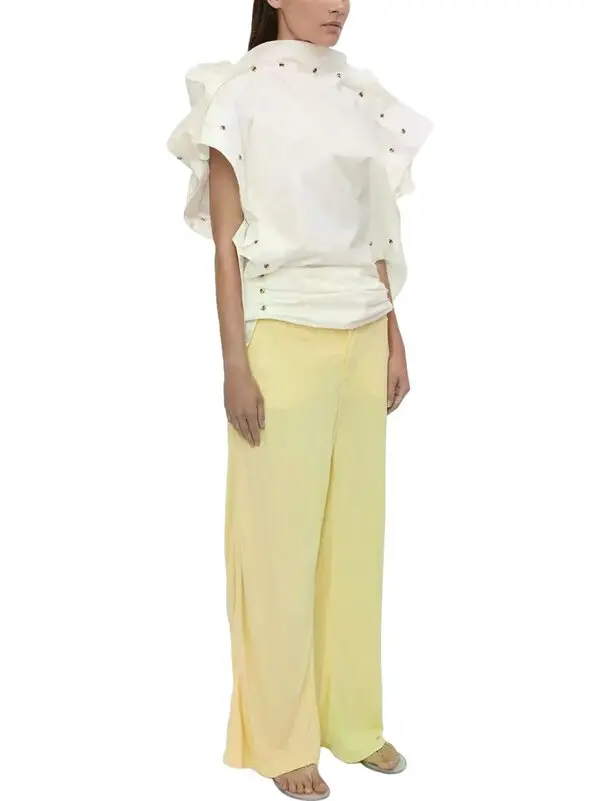 Christopher Esber Spiral Stone Snap Ruffled Top - Neutrals