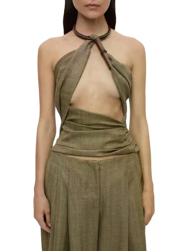 Christopher Esber Chime Herringbone Halter Top - Brown