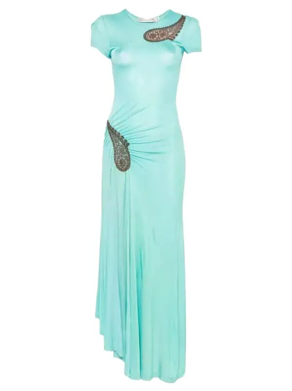 Christopher Esber Paisley-lace Ribbed Dress - Blue