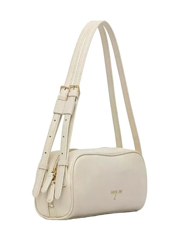 Patrizia Pepe Leather Tote Bag With Logo Plaque - Neutrals