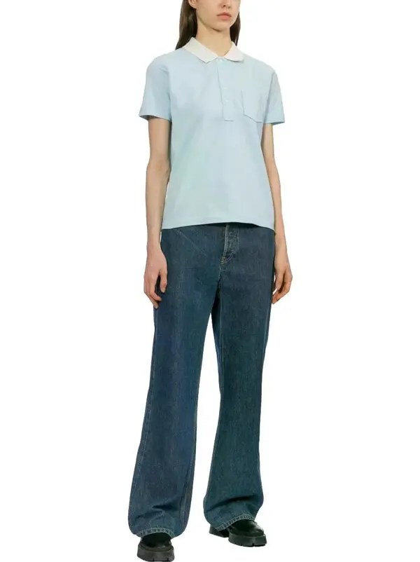 A.p.c. Half-button Polo With Contrasting Collar - Blue