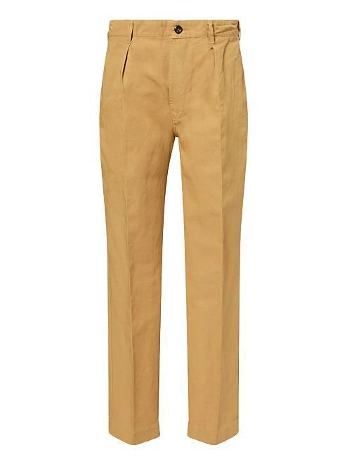 DRAKE'S Clean Games Straight-leg Cotton And Linen Trousers - Buff