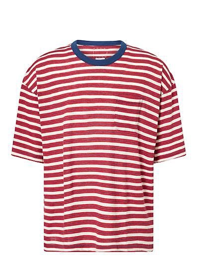 Visvim Mondo Border Striped Wool And Cotton-blend T-shirt - Red