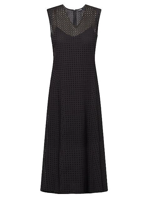 Theory Easy Curve Cotton Midi Dress - Black