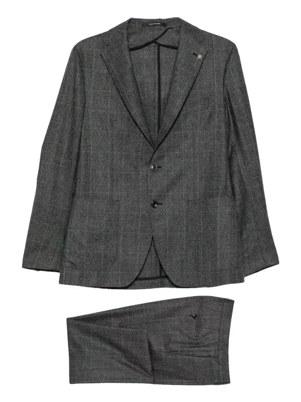 Tagliatore Check-pattern Single-breasted Suit - Grey