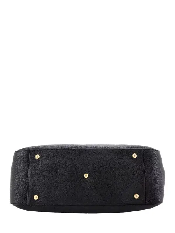 Fendi Selleria Ff Handle Tote Leather Medium Satchel - Black