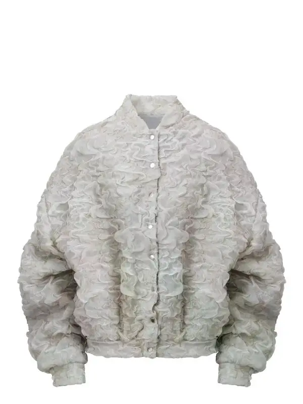 ALMAZ Avenue Ruffled Bomber Jacket - Neutrals