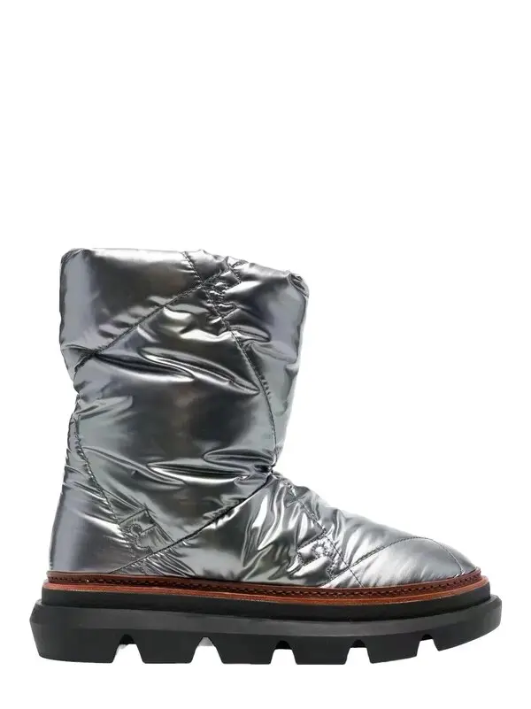 Tory Burch Metallic Quilted Ankle Boots - Silver