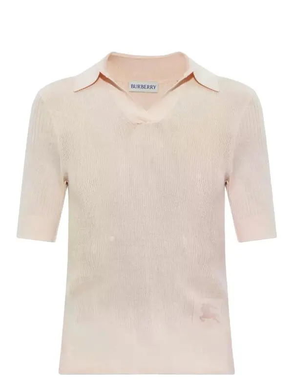 Burberry Ribbed Knit T-shirt With Equestrian Knight Design - Pink