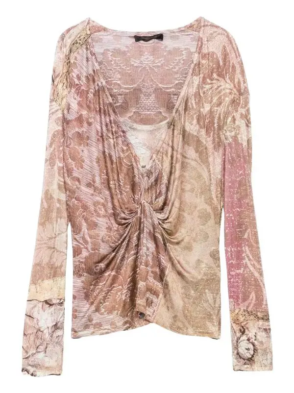 Roberto Cavalli 2000s Floral-print Twisted Blouse - Pink