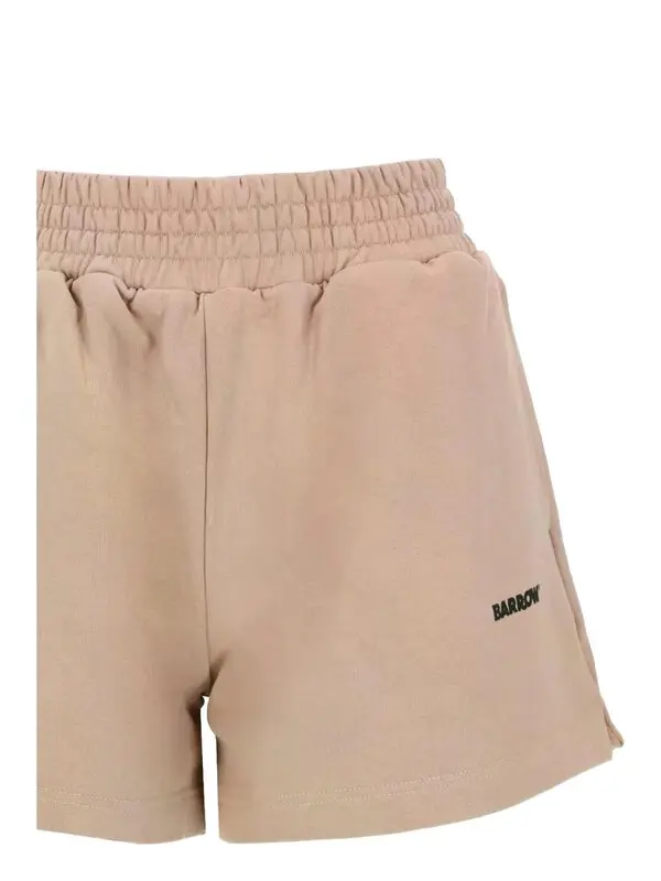BARROW Logo-print Elasticated-waist Mini Shorts - Neutrals