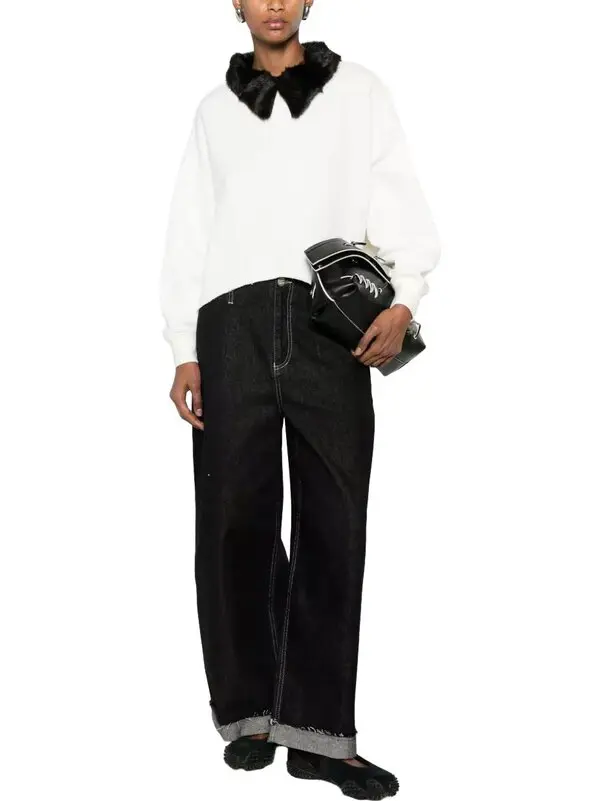 N°21 Faux-fur Collar Sweater - White