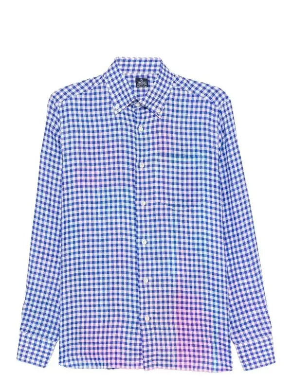 TRUZZI Gingham-pattern Button-down Shirt - Blue