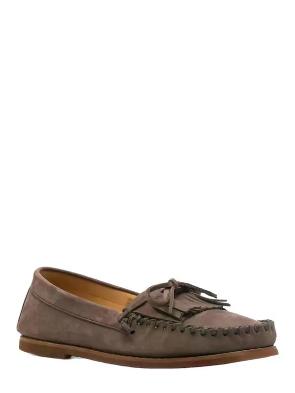 HENDERSON BARACCO Tassia Fringed Nubuck Loafers - Brown
