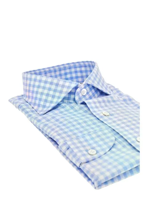 BORRIELLO NAPOLI Gingham-check Shirt - Blue