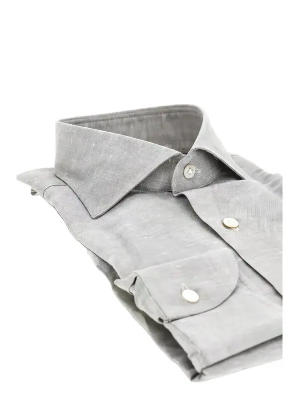 BORRIELLO NAPOLI Slub-texture Spread-collar Shirt - Grey