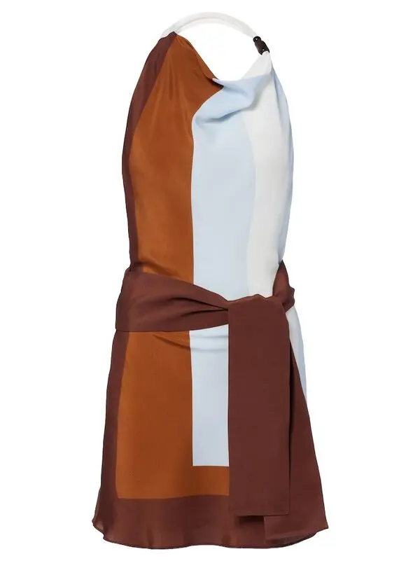 SIR. Striped Halterneck Silk Mini Dress - Multicoloured
