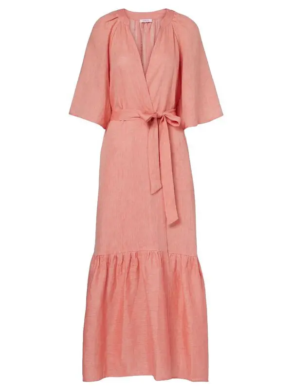 ERES Audacieuse Belted Linen Maxi Dress - Pink