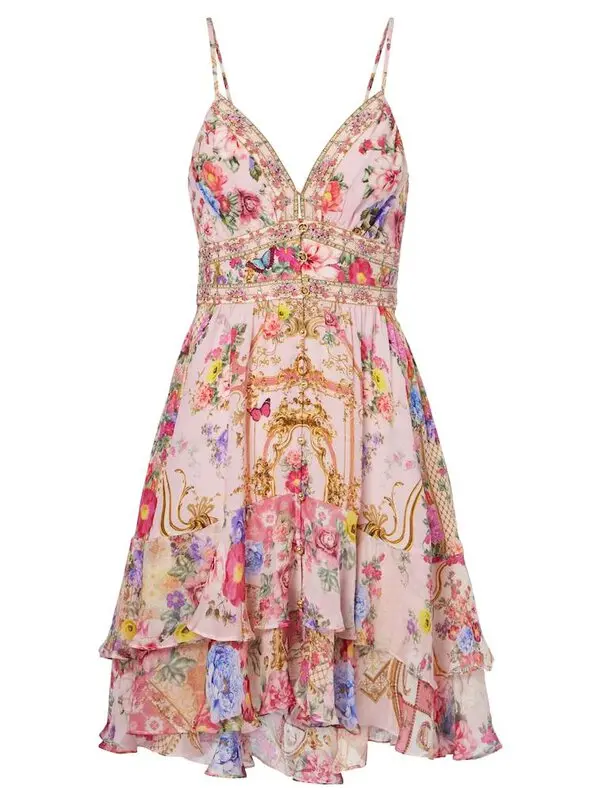 Camilla Floral Silk Mini Dress - Multicoloured