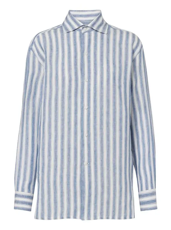 Ralph Lauren Striped Linen Shirt - Blue