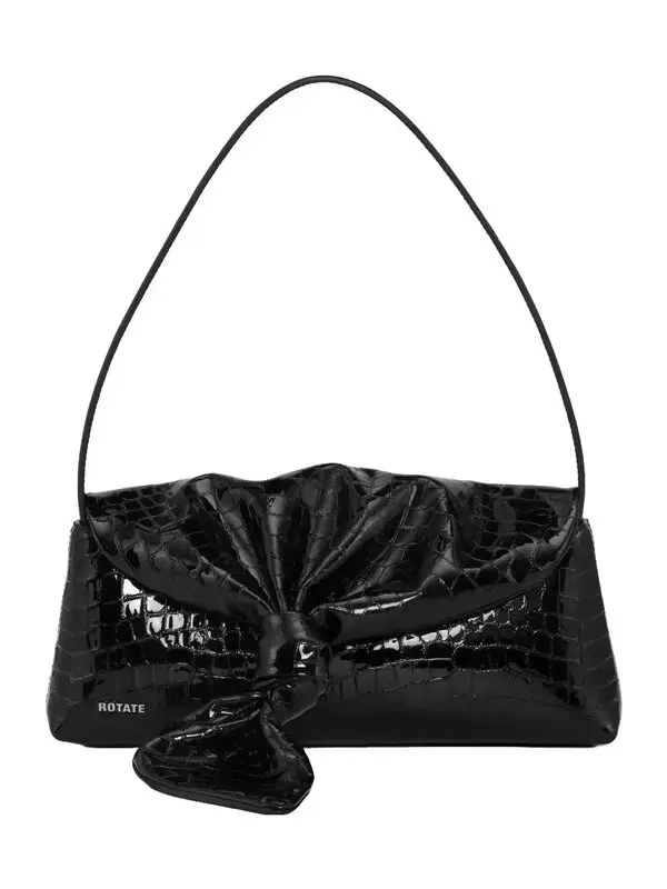 ROTATE BY BIRGER CHRISTENSEN The Drape Bag Croco Shoulder Bag - Black