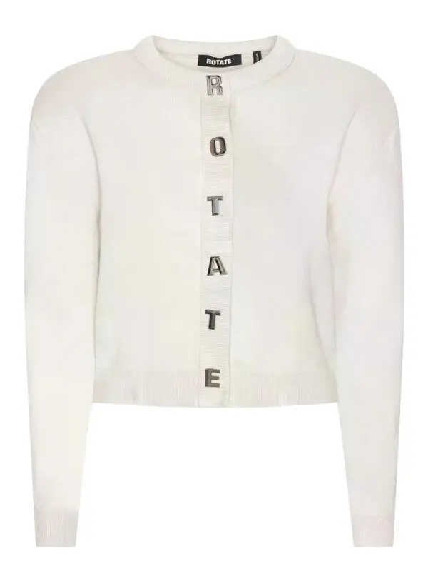 ROTATE BY BIRGER CHRISTENSEN Long-sleeve Cardigan With Letter Embellishment - Neutrals