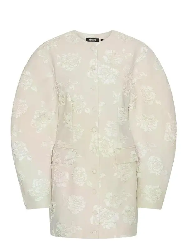 ROTATE BY BIRGER CHRISTENSEN Cream Floral Jacquard Mini Dress - Neutrals