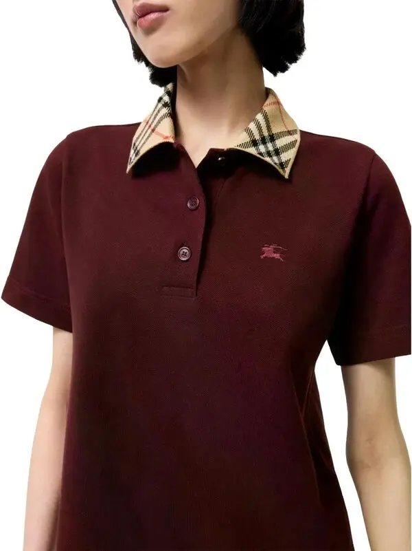 Burberry Check-collar Cotton Polo Shirt Dress - Red