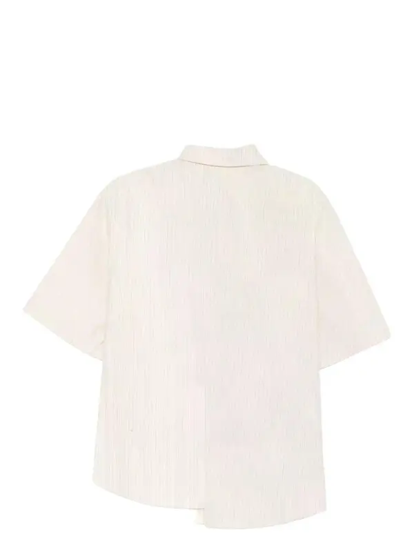 CROQUIS Embroidered Logo Pinstripe Shirt - Neutrals