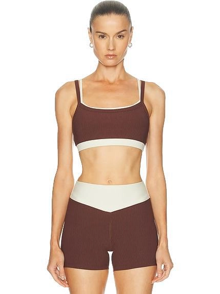 Year Of Ours Ribbed Layer Bralette - Choc & Shell