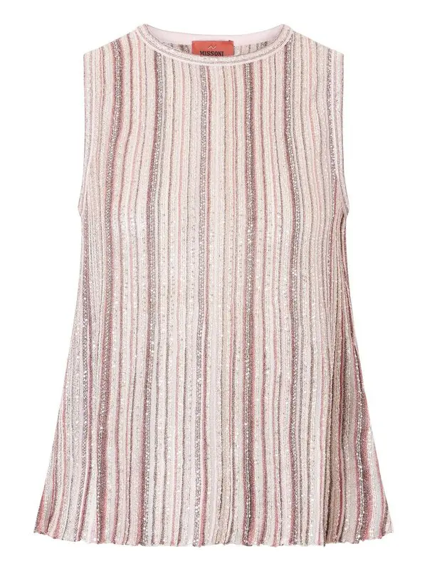 Missoni Metallic Striped Crochet-knit Tank Top - Neutrals