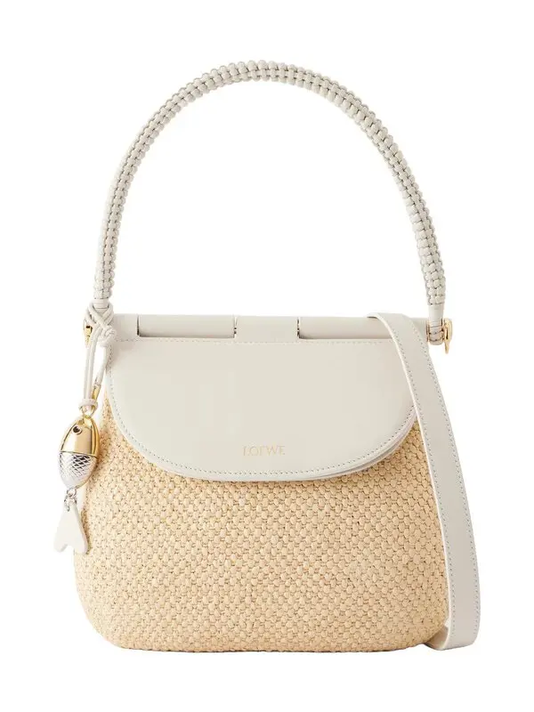 Loewe Pescador Raffia And Leather Shoulder Bag - Neutrals