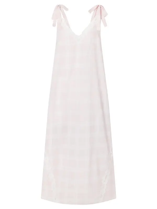Posse Marylin Gingham Lace-trimmed Cotton Maxi Dress - Multi