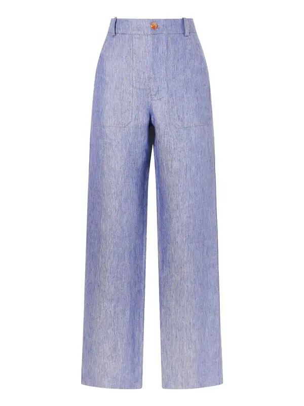 GOD’S TRUE CASHMERE God's True Cashmere Linen-denim Straight-leg Trousers - Blue