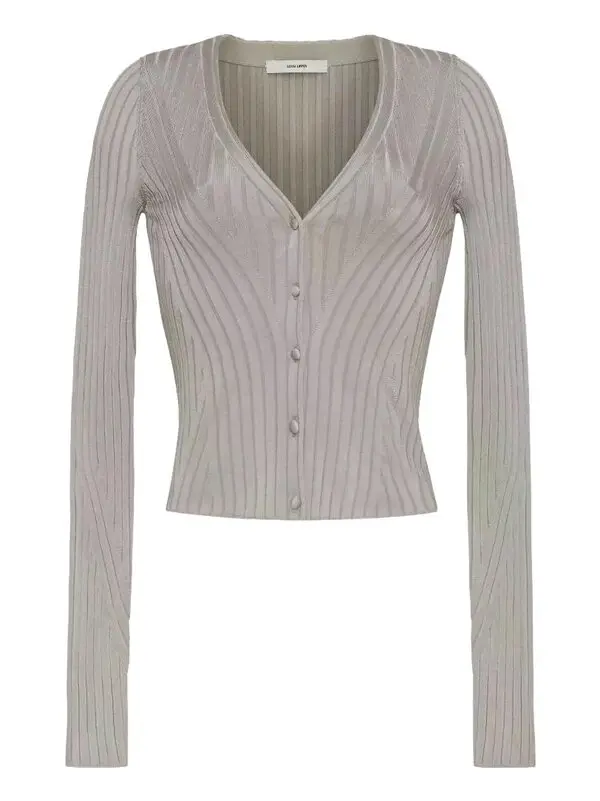 Adam Lippes Greer Ribbed-knit Cardigan - Silver