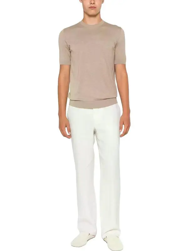 Incotex Elasticated Waist Linen Trousers - Neutrals