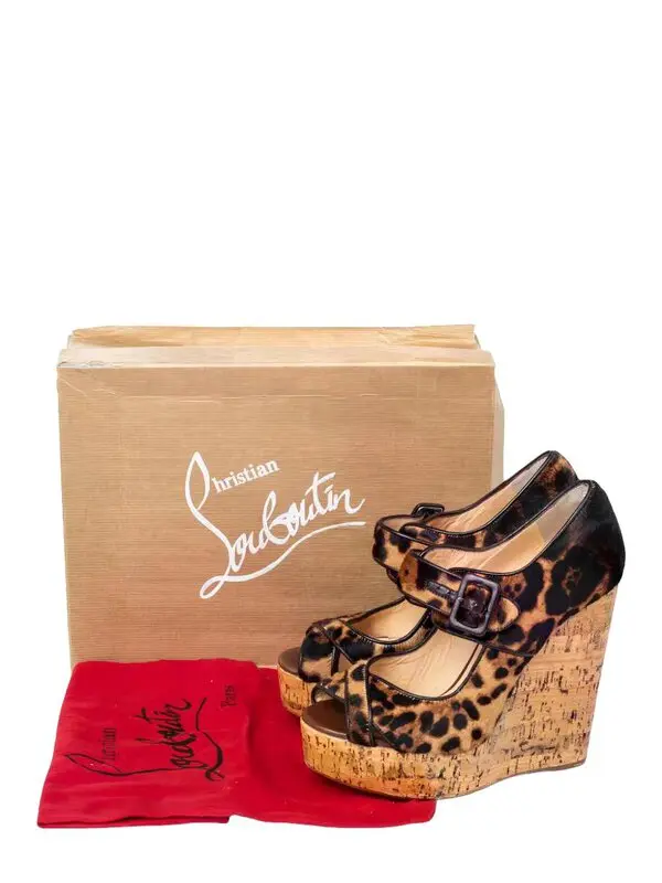 CHRISTIAN LOUBOUTIN Melides Leopard Print Wedge Sandals - Brown