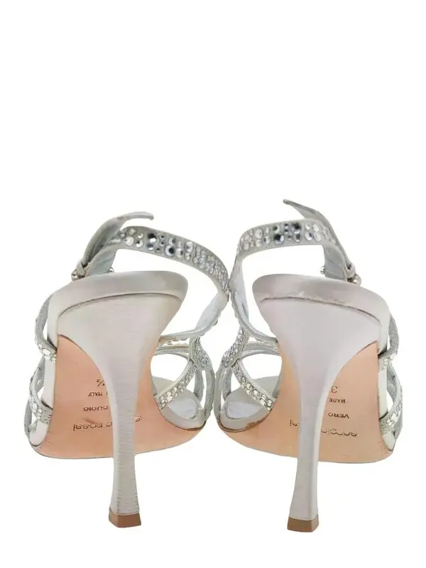 SERGIO ROSSI Crystal-embellished Slingback-strap Sandals - Silver
