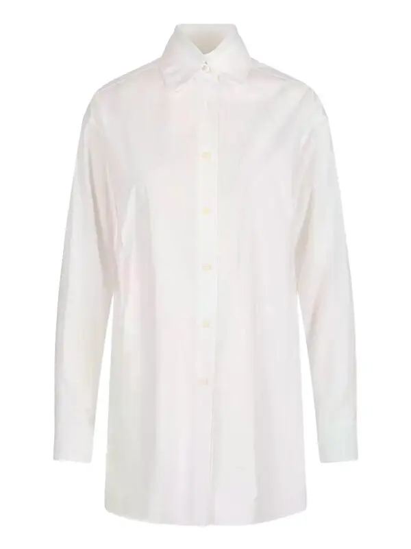 JIL SANDER Pleated Collar Long Sleeve Shirt - Neutrals