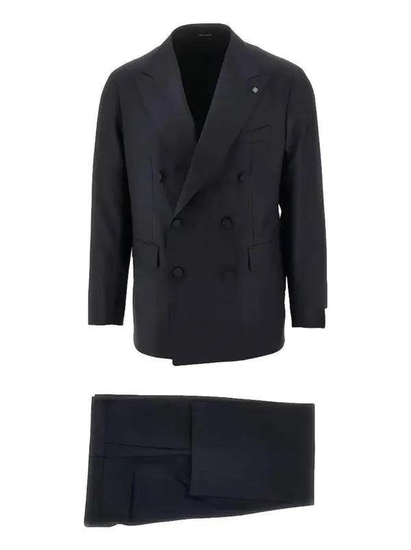 Tagliatore Super 110's Double-breasted Wool Suit - Blue