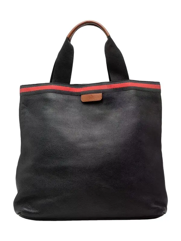 Gucci Calfskin Web Tote Bag - Black
